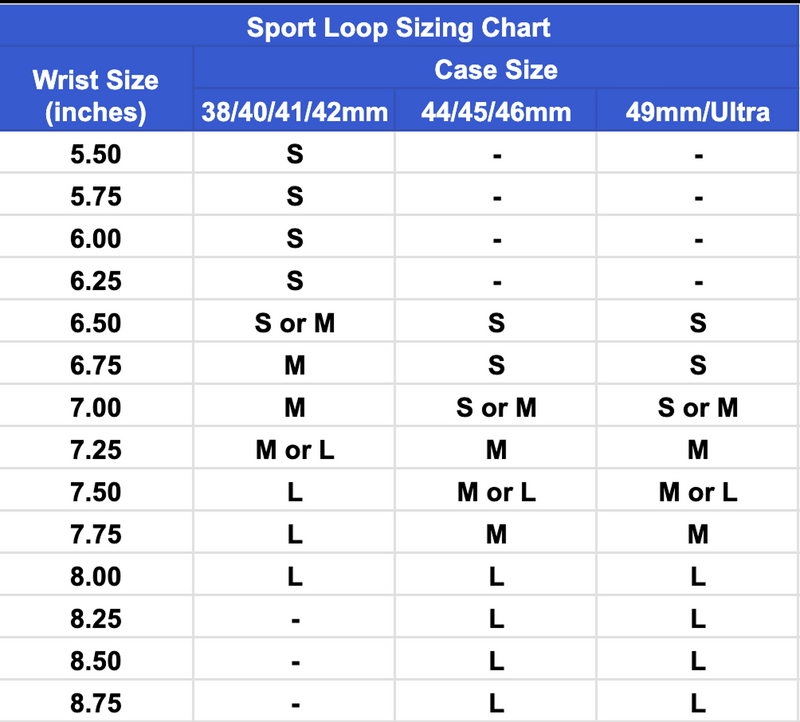 Size Charts - Ownloop.com